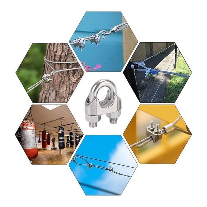 16 Pièces Serre Cable Acier M6,Serre Cable Inox 304 U Boulon Clip de ...