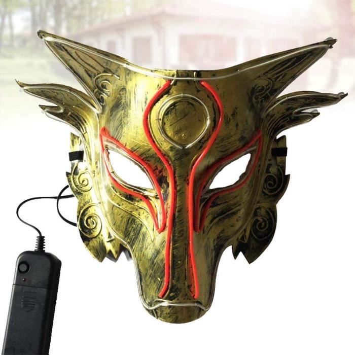Amosfun Halloween Wolf LED Masque Tête De Loup Illumine Masque Costume ...