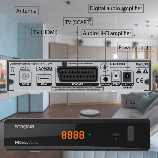 STRONG - Décodeur Satellite -SRT7040 - Compatible 64 Satellites ...