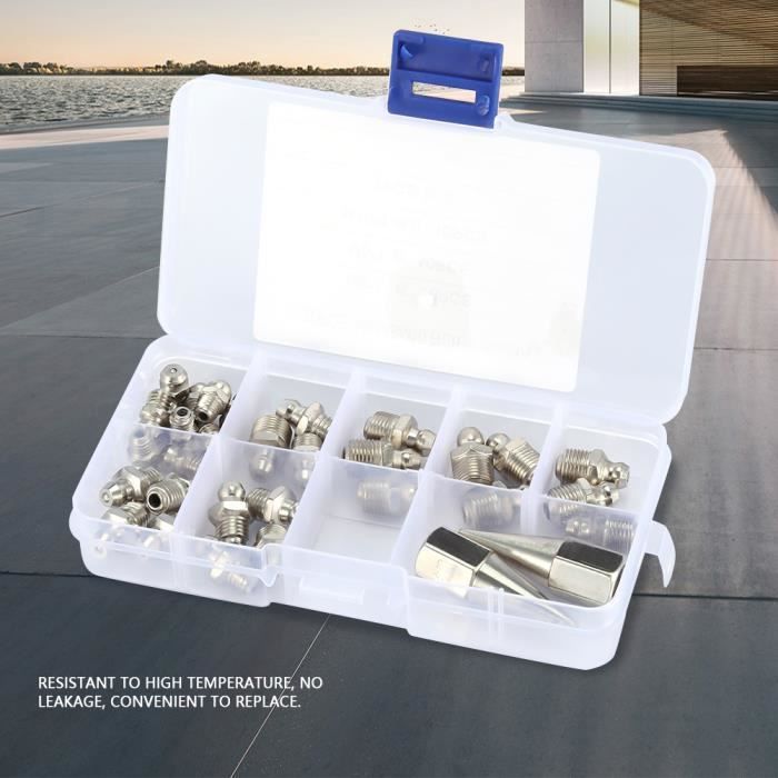 Duokon Graisseur 32 pièces M6/M8/M10 Kits d'assortiment de raccords de ...
