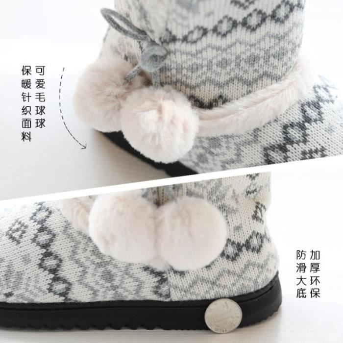 CHAUSSON - PANTOUFLE - BABOUCHE Chaussons Femme en Fausse Fourrure avec ...