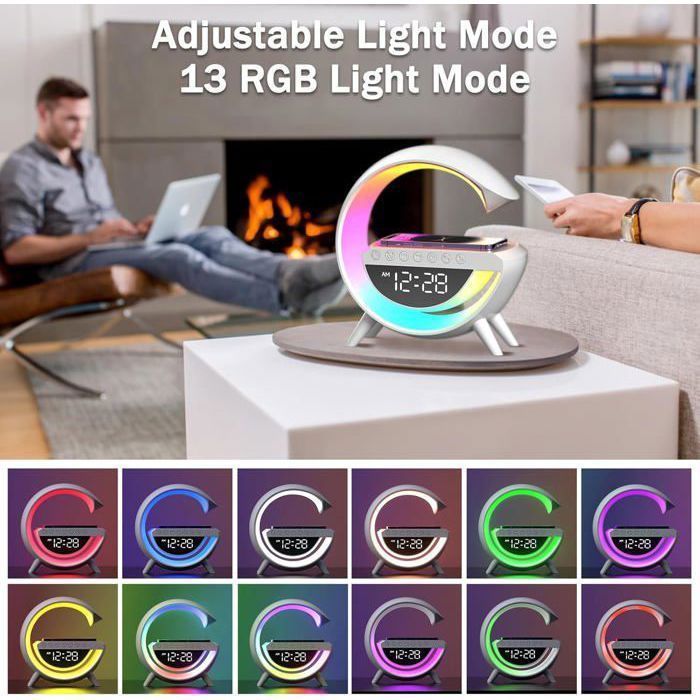 TECHTA Haut-parleur Bluetooth avec 15W Chargeur sans fil Lampe Led ...