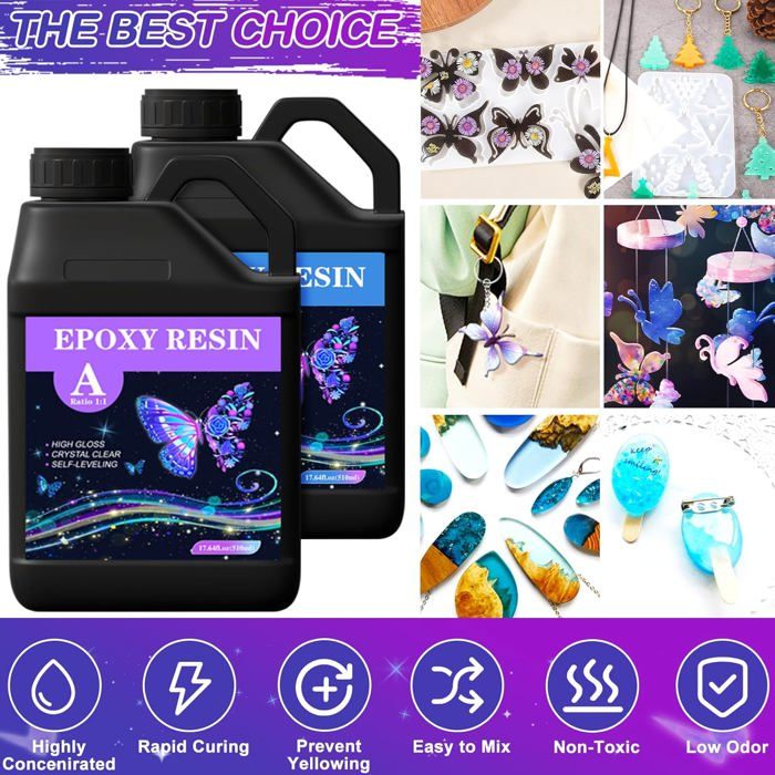 1020ml Resine Epoxy Transparente,1-1 Ratio,Kit Résine Epoxy Complet ...