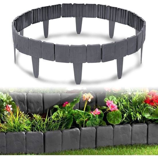 Bordure de Jardin Barrière Clôture Gazon Effet Pierre Délimitation de ...