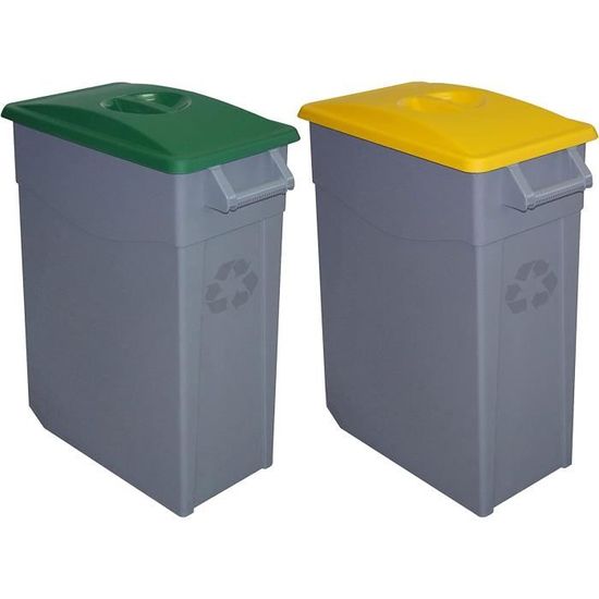 Denox Pk3350 Pack Recyclage 65 Litres Fermé C/u : 130 2 Conteneurs Vert/jaune - Cdiscount Maison