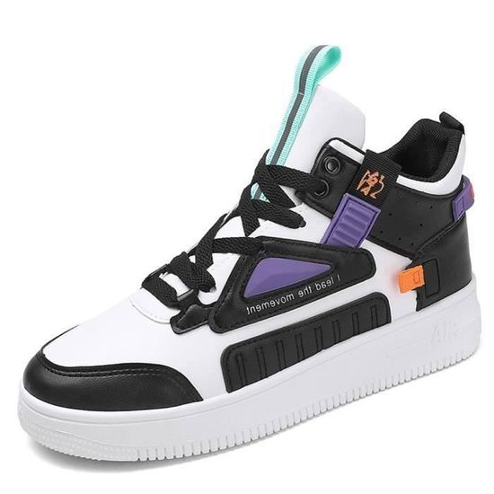 Basket Homme PU Baskets à Lacets Respirant Blanc - Cdiscount Chaussures