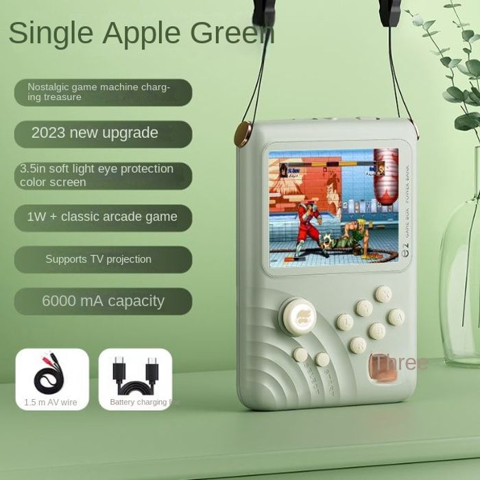 E2 Arcade Console de jeu Power Bank 3,5 pouces simple vert pomme, Retro ...