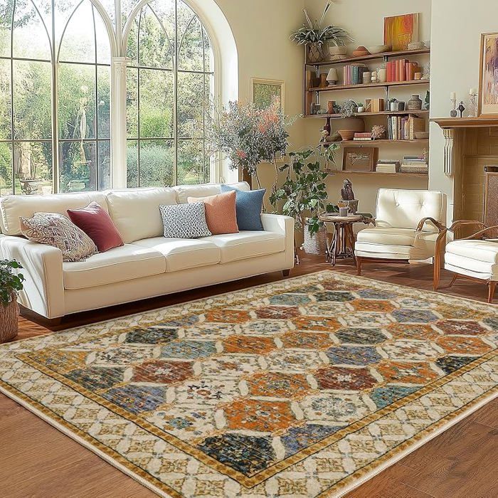 Living Room Rug, 160 x 230 cm, Bohemian Style, Short Pile, Washable ...