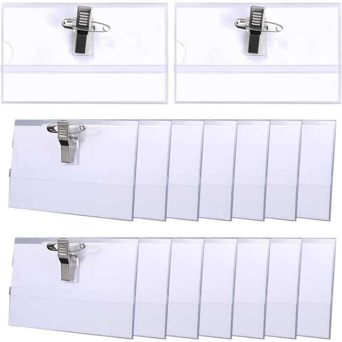 Badges Porte Nom 50 Pièces Porte-badges Badges en PVC avec Epingle et ...