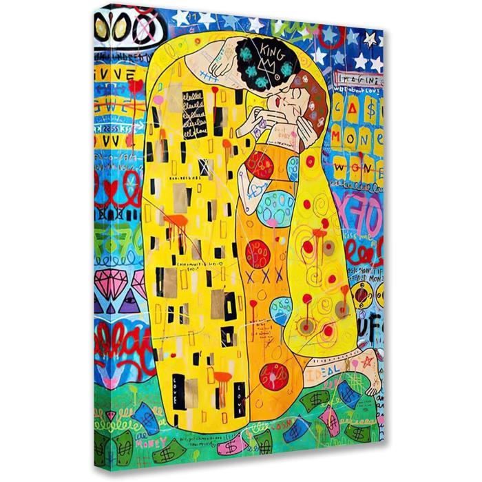 Toile Murale Colorée Graffiti Street Pop Art Peintures Le Baiser Par ...