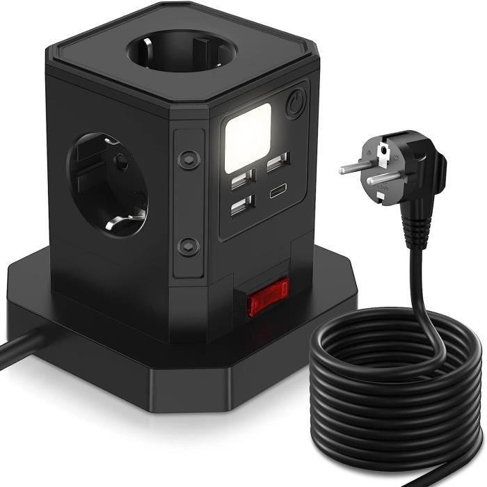 Tour Multiprise USB Cube, Multiprise Electrique avec 4 Prises (2500W ...