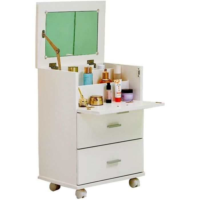 Coiffeuse Élégante en Bois Massif Mini-boîte De Rangement De Chambre À ...