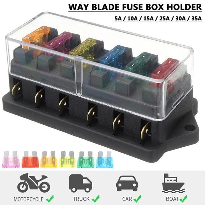 Fusible Voiture,Boîte à fusibles pour voiture,6 voies,DC,50a,Circuit de ...