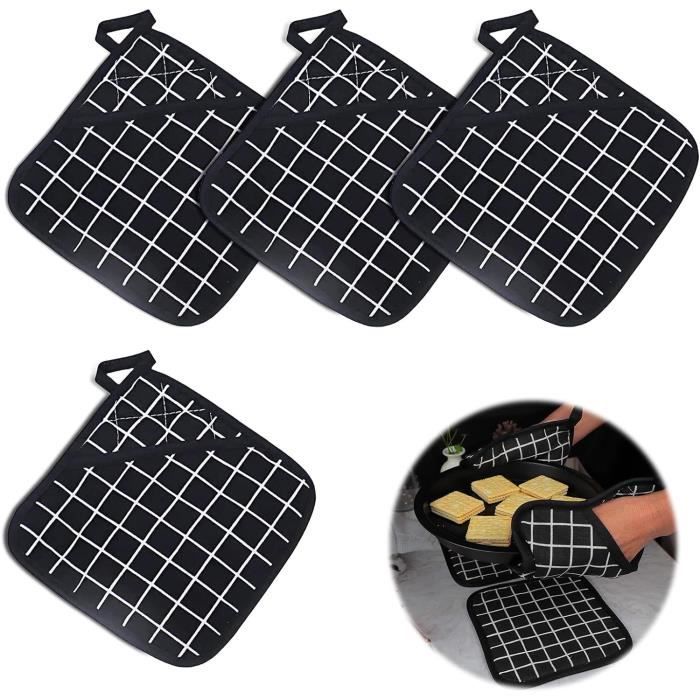 Lot De 4 Maniques De Cuisine En Coton Épais Résistant À La Chaleur Avec ...