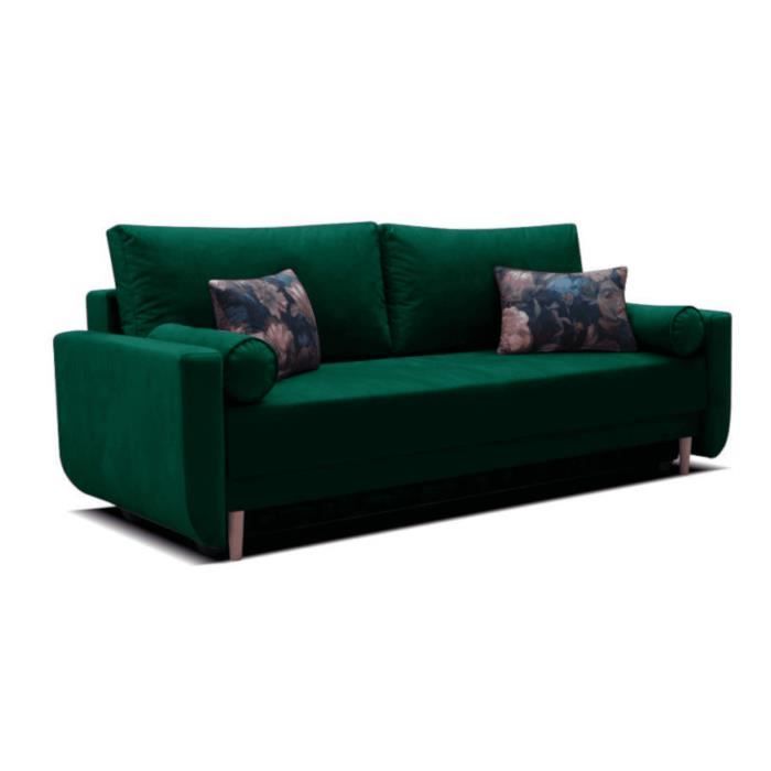 Canapé en lit convertible avec coffre de rangement - en tissu - salon ...