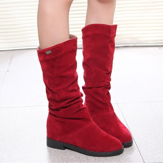 Bottines - Bottines Mode Femme Daim Fermeture Éclair Compensée Solide ...