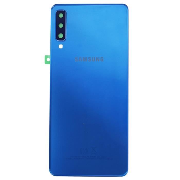 VITRE ARRIERE CACHE BATTERIE SAMSUNG GALAXY A7 2018 A750F BLEU QUALITE ...