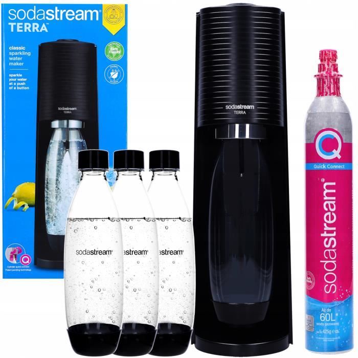 SODASTREAM TERRA BLACK CARBONATED WATER SATURATOR SET (3x bouteille, 1x ...