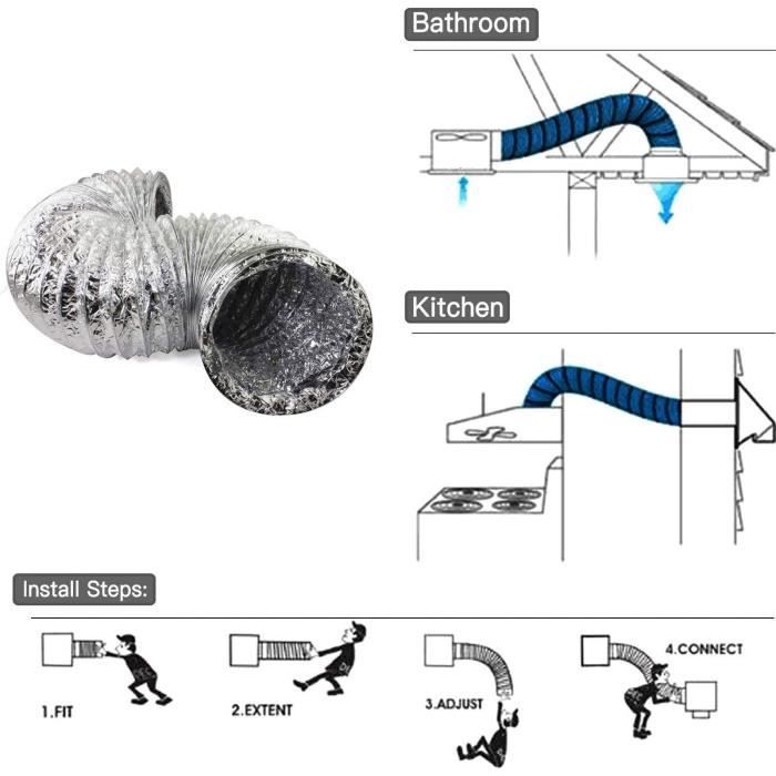 YID tuyau de conduit d'air flexible (10 M / 32 8 Pieds) Tuyau De ...