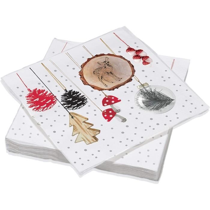 Serviettes de table Décorées Suspension de pin - Serviettes Papier en ...