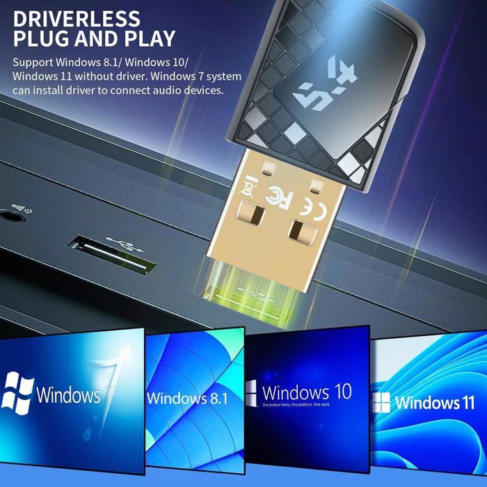 Dongle Bluetooth 5.4, Clés Bluetooth Usb Pour Pc Adaptateur Usb Bluetooth Faible Latence(Edr ...