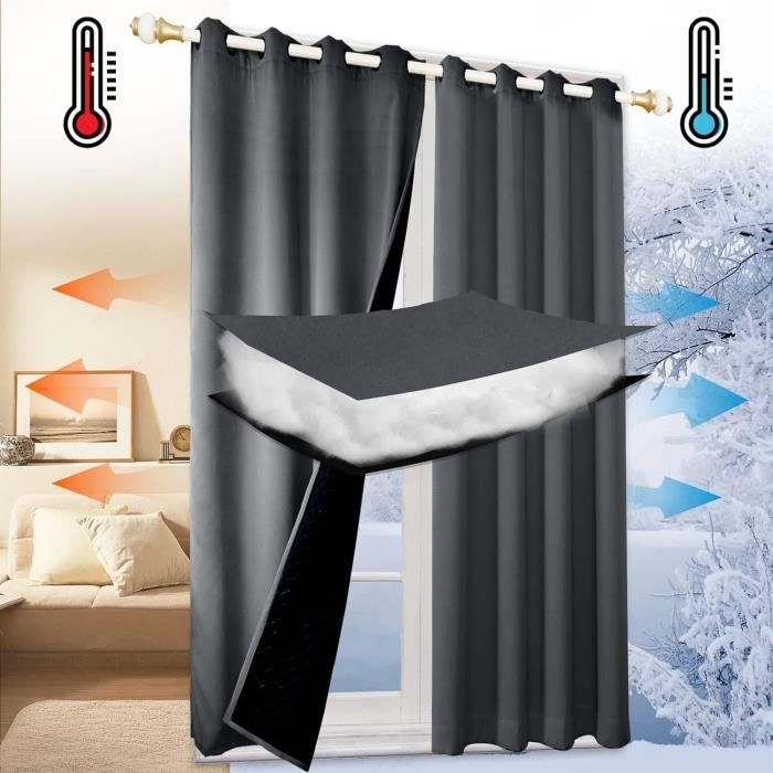Rideau Occultant, 1 pièce Rideau Isolant Thermique Anti Froid et ...