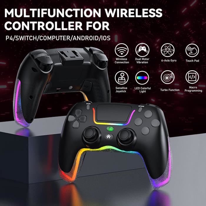 Manette Pour Ps4, Manettes Sans Fil Gamepad Avec Turbo-Dual Vibration ...