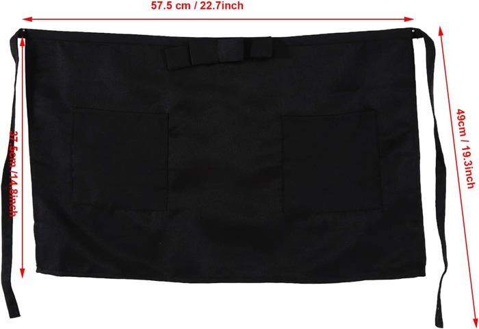 Tablier demi-longueur tablier de cuisine tabliers de serveuse avec 2 poches demi-tablier de ...