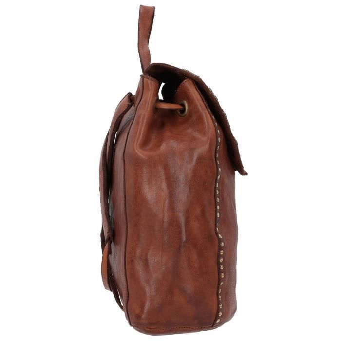 Sac à dos Campomaggi - Cognac - Ville - Femme - Cuir - Rivets ...