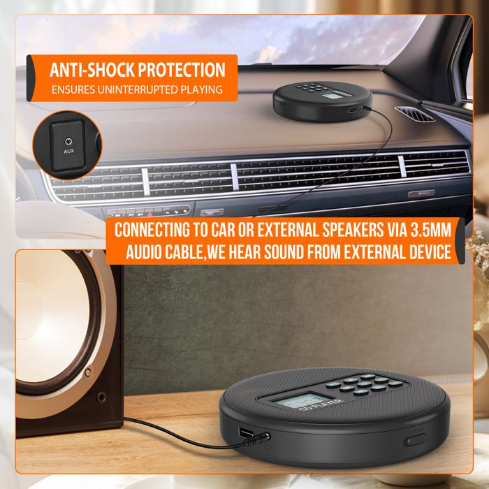 Lecteur CD portable avec double haut-parleur, lecteur MP3, boîtier ...