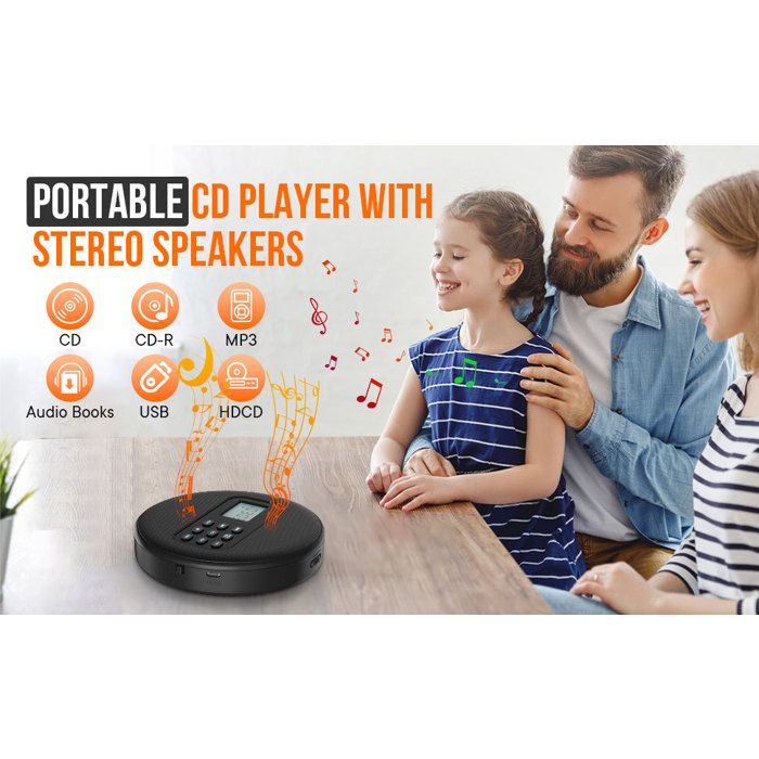 Lecteur CD portable avec double haut-parleur, lecteur MP3, boîtier ...