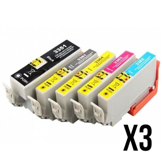 LOT X15 Cartouches d'encres T3351 - T336x Set complet Pour imprimante ...