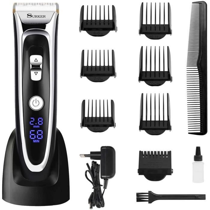 Tondeuse cheveux professionnelle tondeuse barbe electrique avec ecran lcd sans fil rechargeable ...