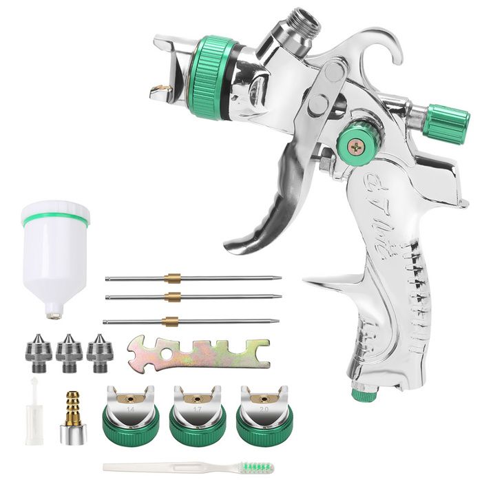Eulenke 2x Pistolet à peinture HVLP avec godet à liquide 600 ml 3 buses de taille PISTOLET A ...