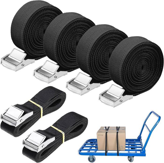 Lot de 6 sangles d'arrimage de 1 m, 3 m,sangle de fixation réglable ...