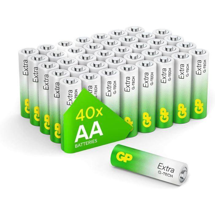 Piles AA - Lot de 40 | Extra Longue Durée | Alcalines LR6 1,5V - Cdiscount Bricolage
