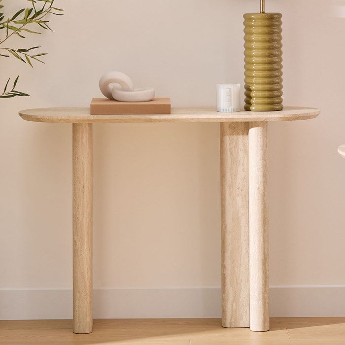 Eazy Living Table Console 110 cm Maena Travertin - Cdiscount Maison
