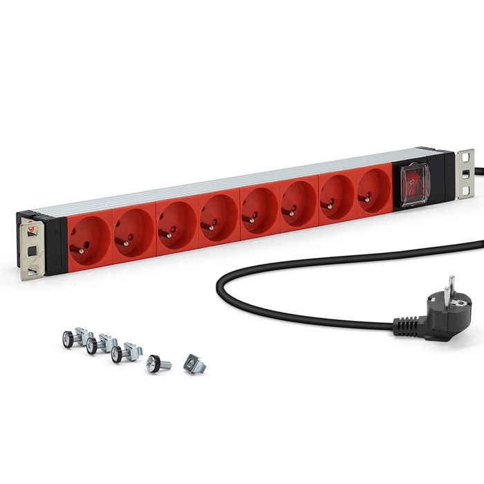 Bloc multiprise rackable 19" - 8 prises Type E - Boîtier aluminium ...