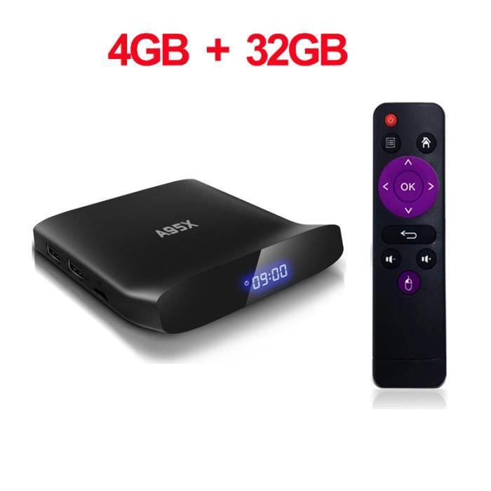 Ue Plug - Box TV 4G 32G - Boîtier Smart TV A95X W2, Android 11, Amlogic S905W2,Wifi 2.4G et 5G ...