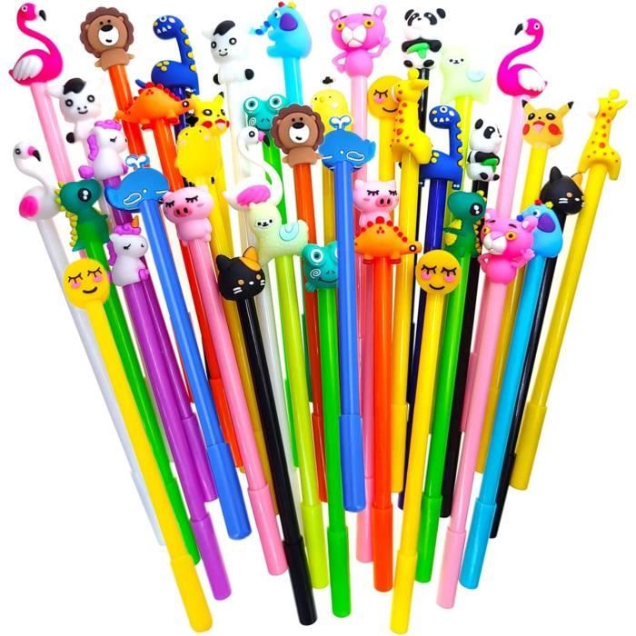 40 Pcs Stylos Gel Animaux de Dessin Animé, Stylo Kawaii Scolaire,Gamins ...