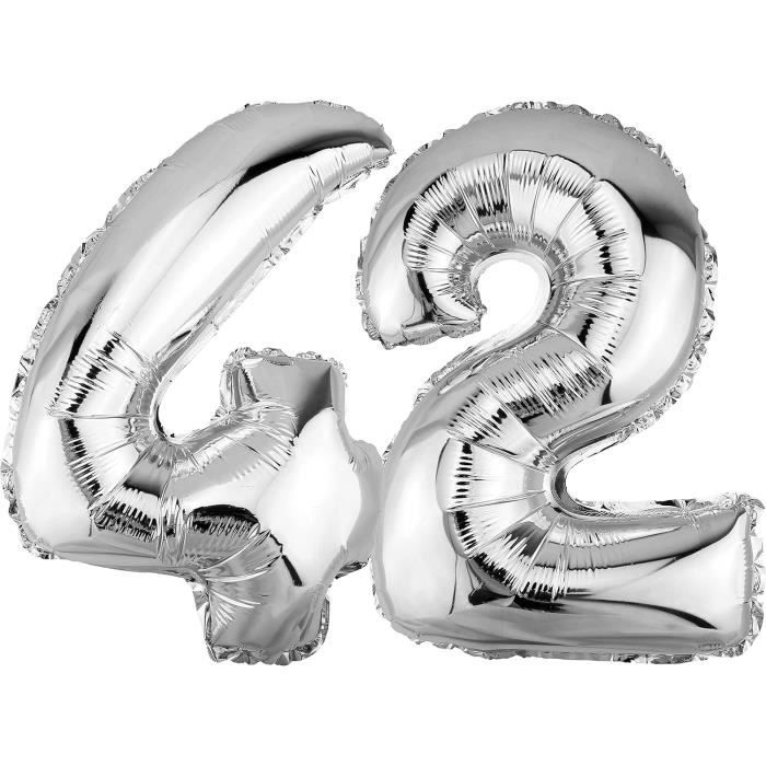 Ballon Gonflable Argenté - Chiffre 42 - 82 Cm - Pour Anniversaire ...