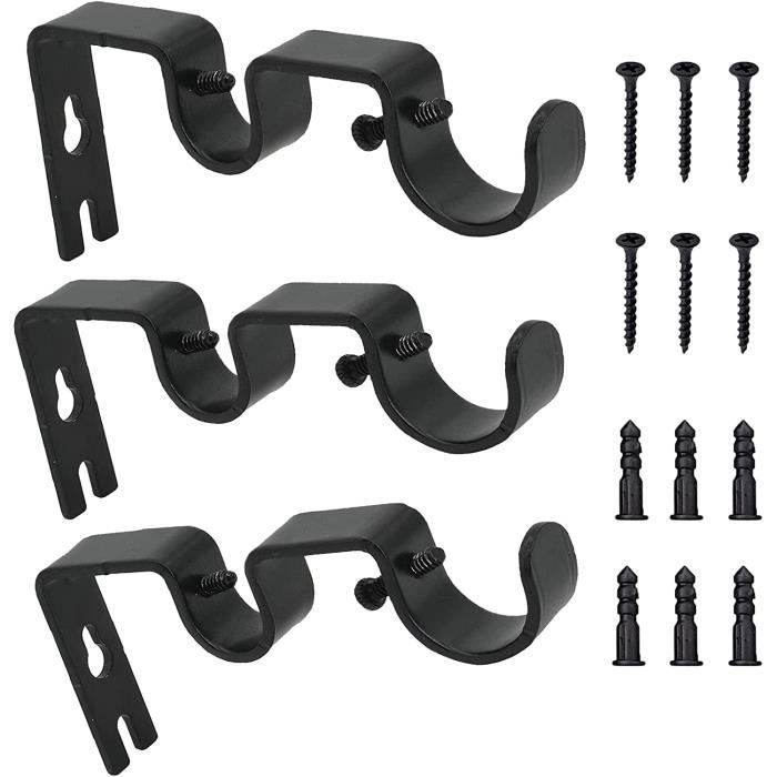 3pcs Supports de Tringle à Rideau, Support Mural Réglable Tringle ...