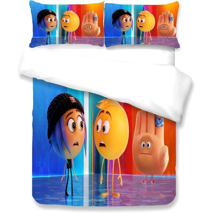 Parure de lit et coussin Emoji Smiley - Impression 3D - Housse de ...