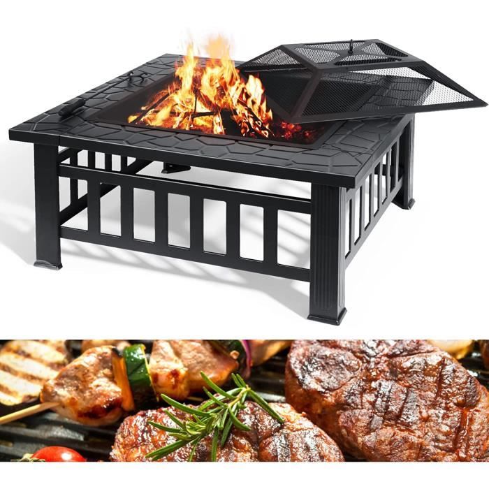 Brasero Exterieur Terrasse BBQ 81x81x48cm, Braséro Barbecue, Brasero de ...