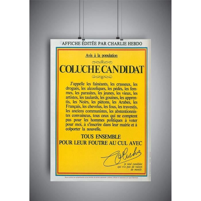 Poster Affiche COLUCHE Avis à la Population Culte[19] - Cdiscount Maison