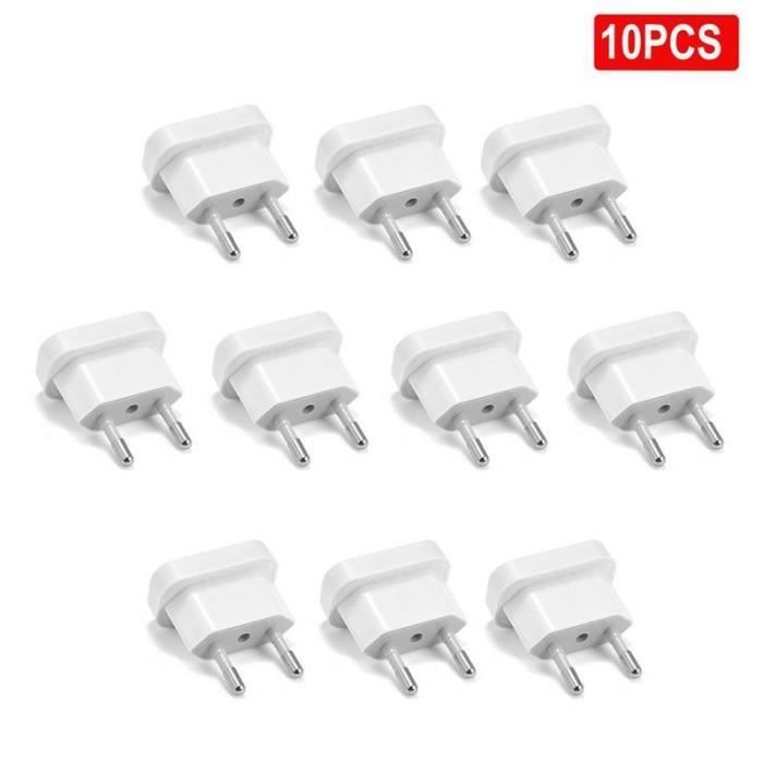 Adaptateur de prise électrique - US à EU - 10 pièces - Blanc - Prêt à ...