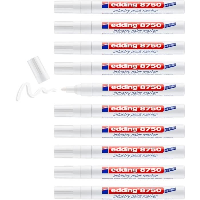 8750 Industry Paint Marker - Blanc - 10 Stylos - Pointe Ronde 2-4 Mm ...