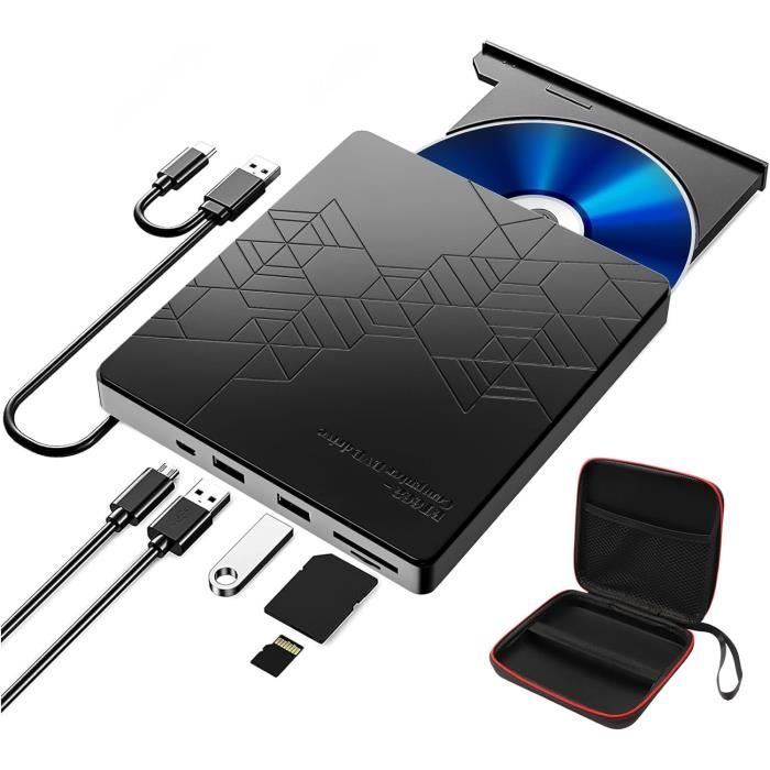 Lecteur CD DVD externe USB 3.0 type C Graveur CD-DVD Blu-ray externe ...