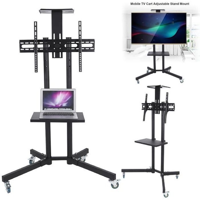 Support TV Pied à Roulette Chariot Meuble Mobile pour Téléviseur Ecran ...