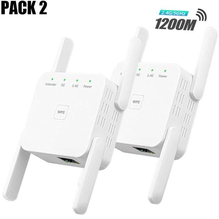 [2 Pièces] Répéteur Wifi 1200 Mbps Amplificateur Wifi Double Bande 2,4 ...
